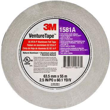 3M Venture Tape UL181A-P Aluminum Foil Tape 1581A, 2.5 in x 60 yd – Sylvane